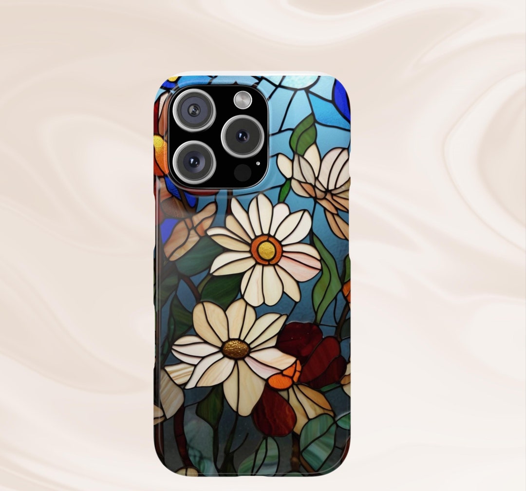 Beautiful Stained Glass Flowers Slim Phone Case, Floral Phone Cover ...