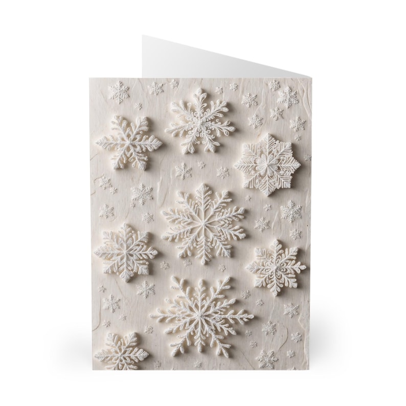 5 Holiday Card Set Snowflake Greeting Cards 5 Pack Festive Intricate ...