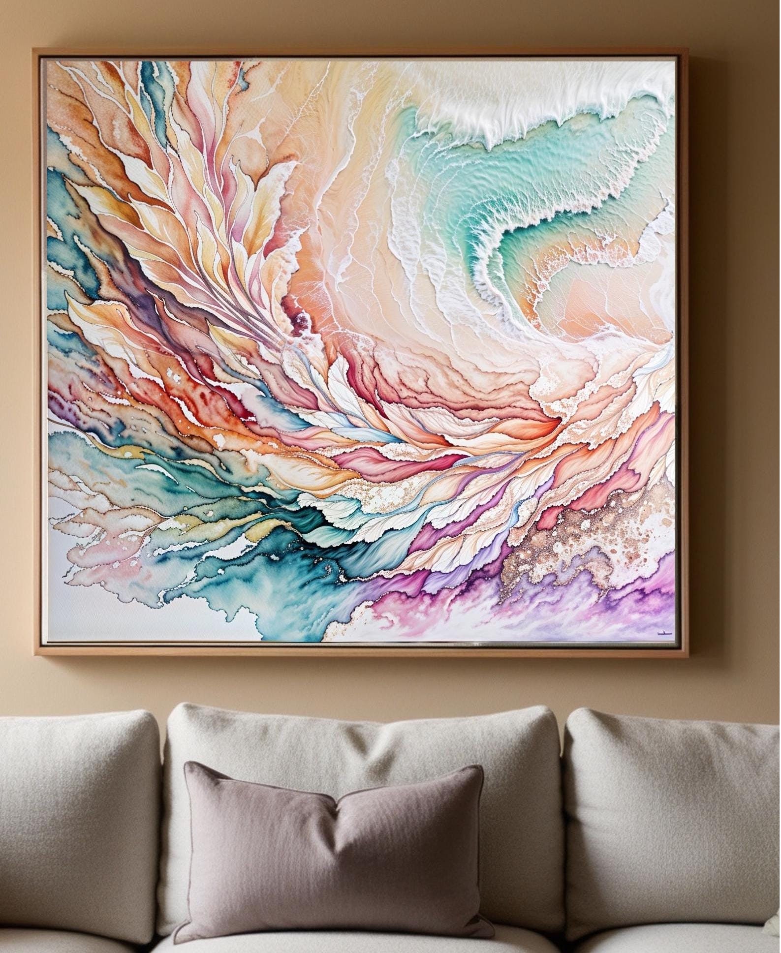 Printable Watercolor Abstract Pastel Art Print Coastal-inspired Wall ...