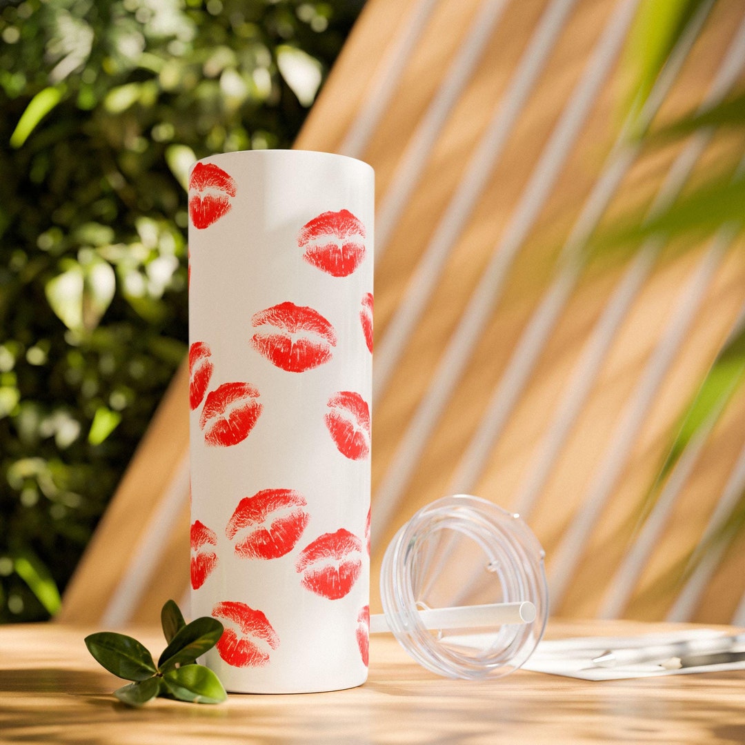 Skinny Tumbler, Lipstick Kiss Valentine Gift, 20oz, Love Cup, Romantic ...