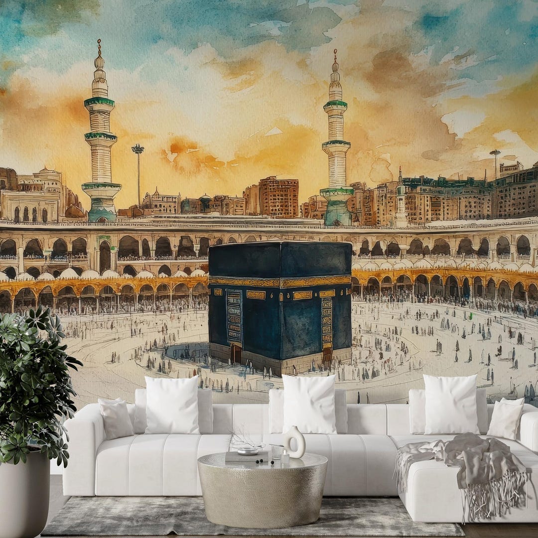 Kaaba Makkah Wall Mural, Islamic Peel and Stick Wallpaper, Muslim Home ...