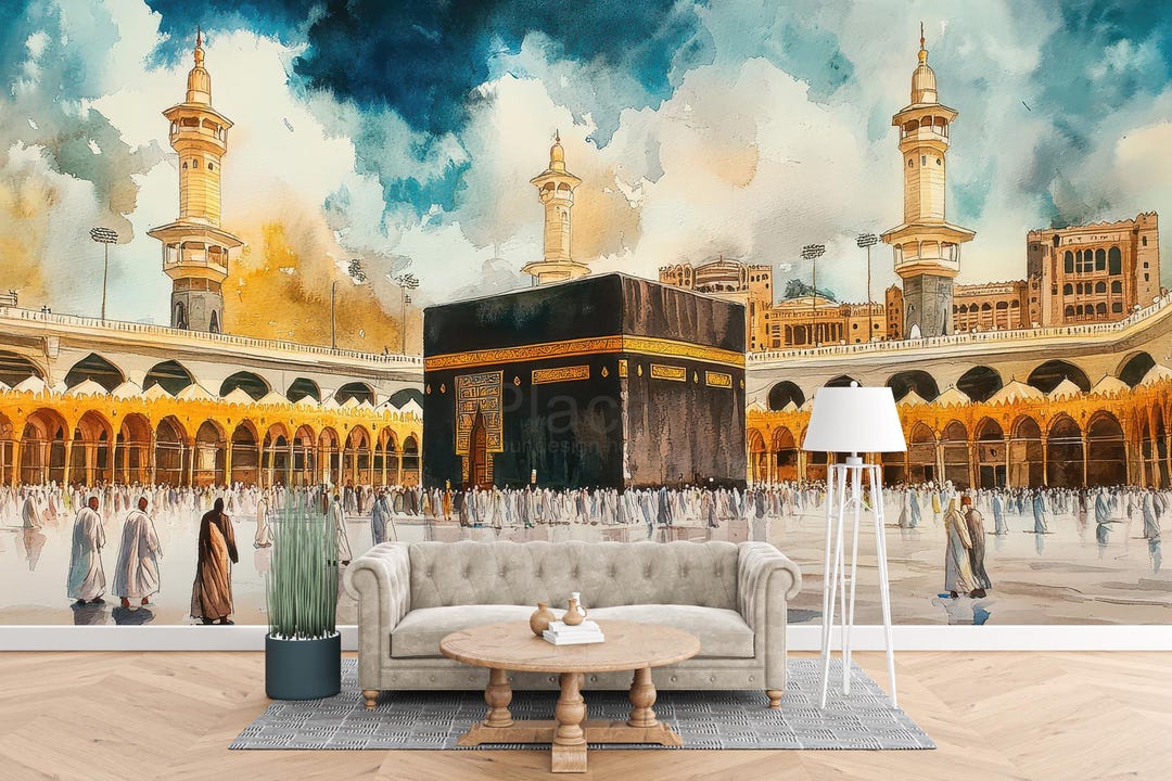 Kaaba Mecca Mosque Wallpaper Mural, Islamic Prayer Room Decor, Peel and ...