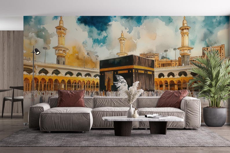 Kaaba Makkah Wall Mural, Islamic Peel and Stick Wallpaper, Muslim Home ...