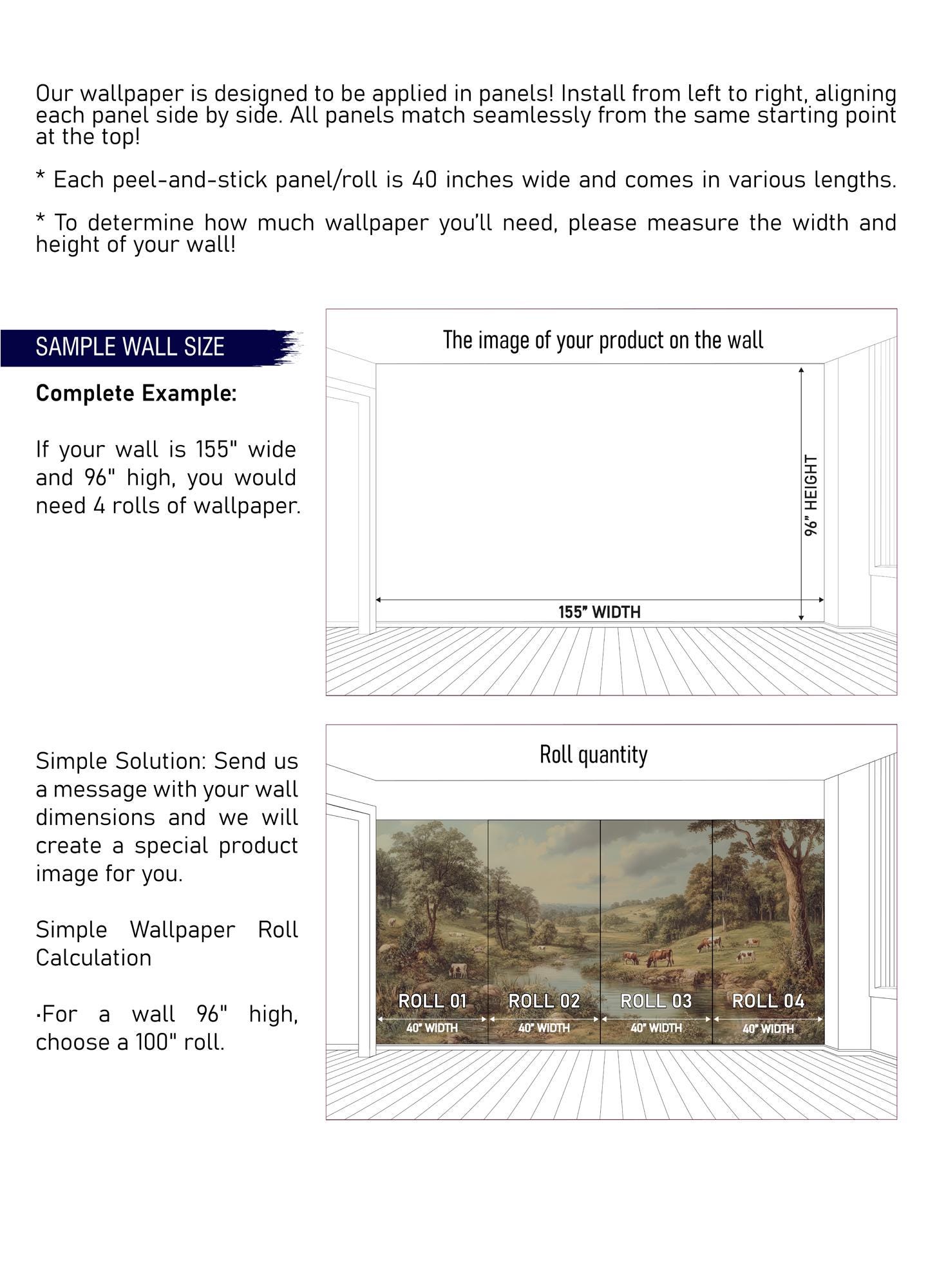 Rustic Pastoral Farm Wall Mural, Vintage Countryside Landscape With ...