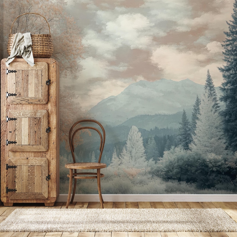 Mountain Mural Wallpaper - Etsy
