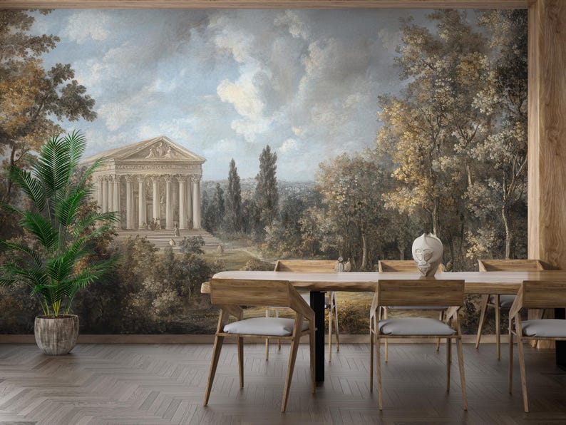 Neoclassical Temple Wallpaper Mural – Ancient Rome Inspired ...