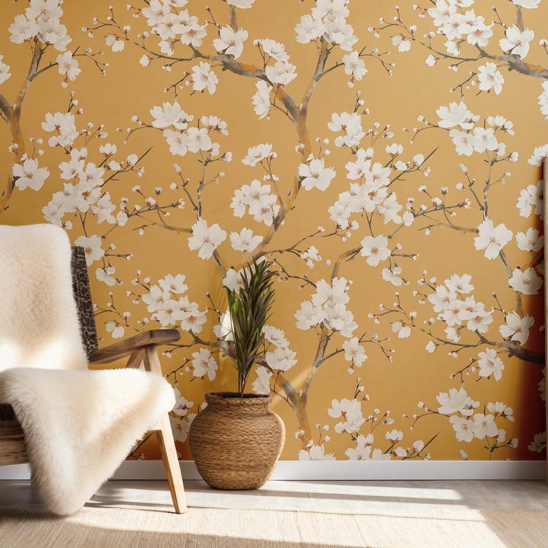 Mustard Wallpaper - Etsy
