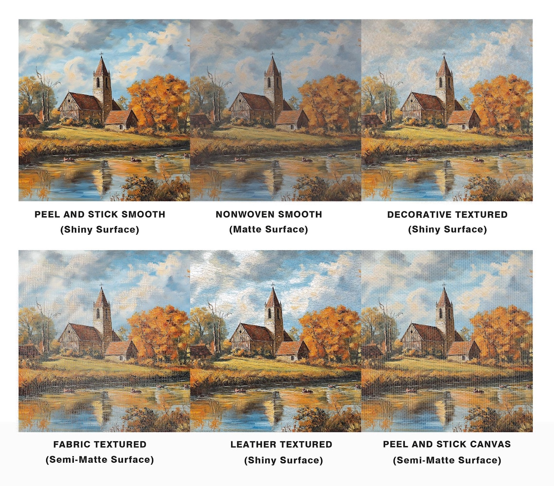 Rustic Pastoral Farm Wall Mural, Vintage Countryside Landscape With ...