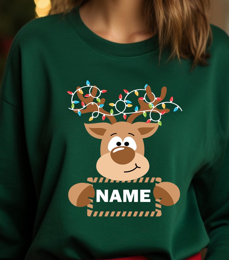 Christmas Personalized Reindeer Tree Lights Sweatshirt - Festive and ...