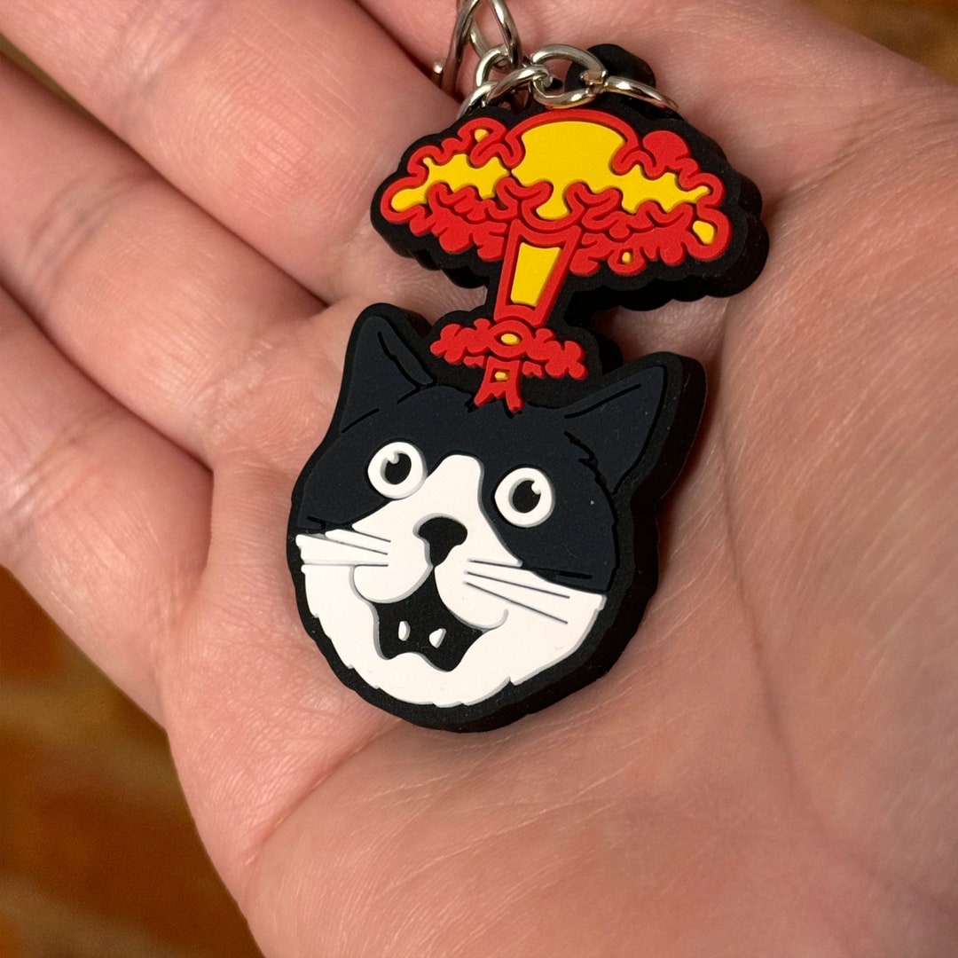 Mindblown Cat Keychain, Funny Cat Keychain, Silly Cat Gift, Cat Key ...