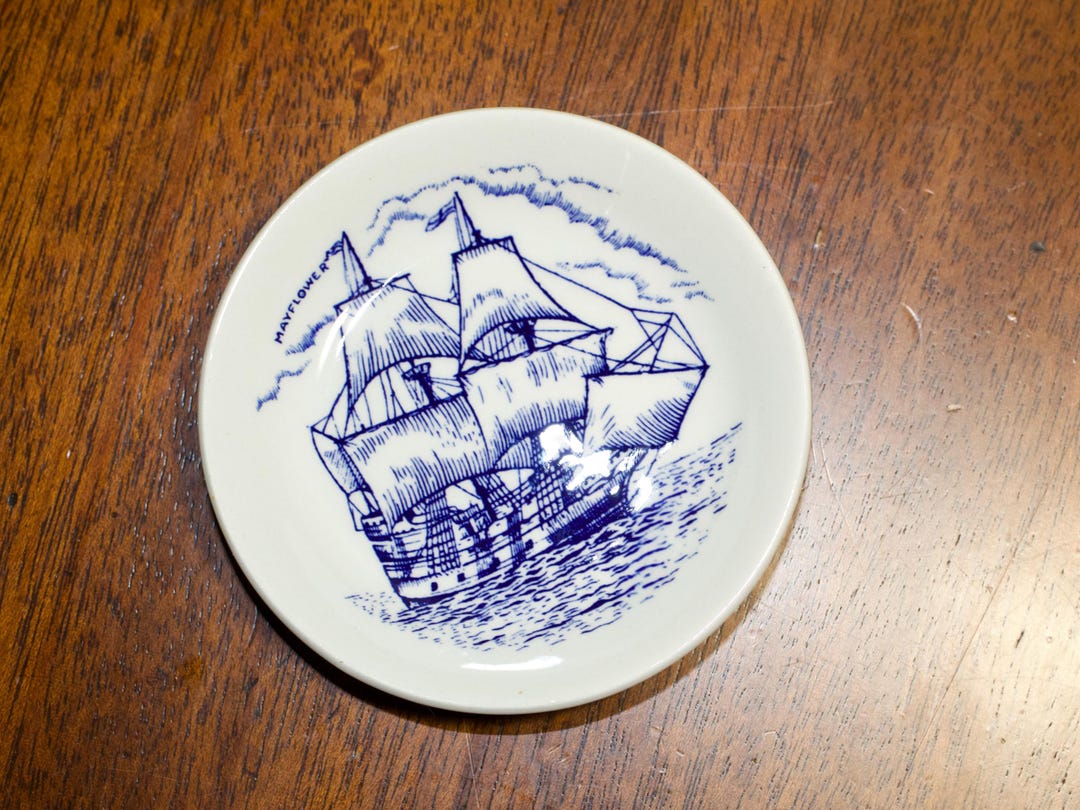 Old English Staffordshire Ware Mayflower Miniature Trinket Dish Plate ...