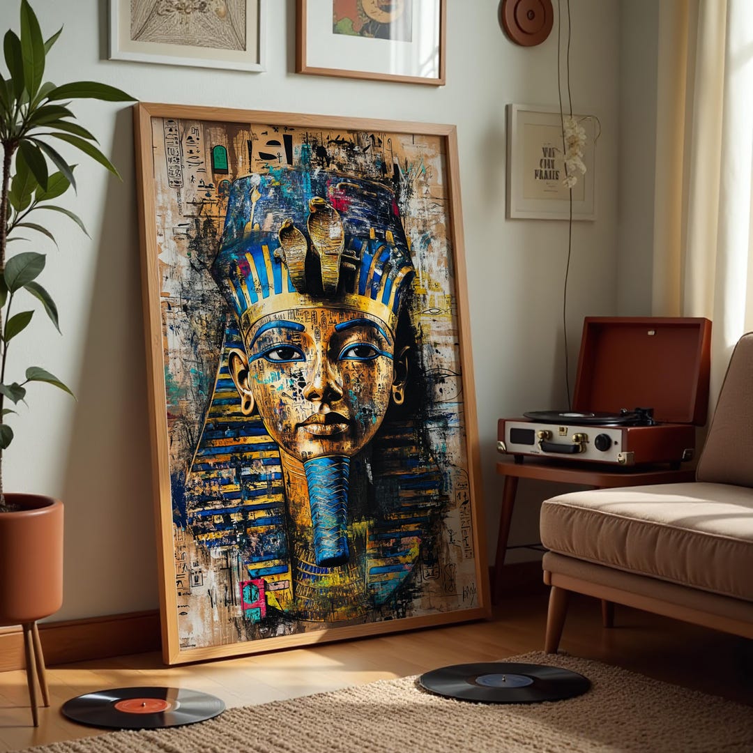 Pharaoh Wall Art – Framed King Tut Canvas Print – Ancient Egyptian ...