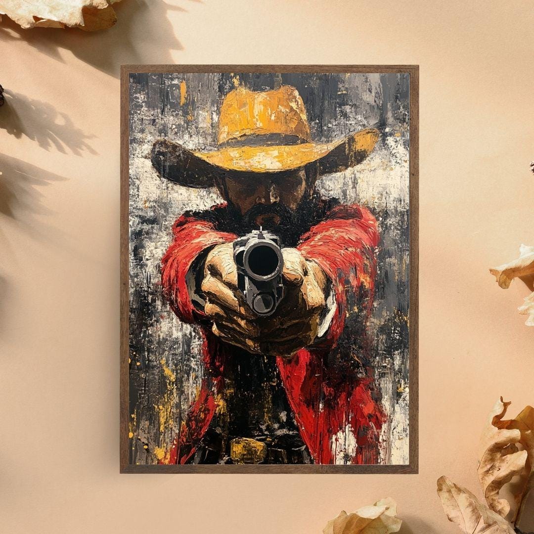 Wild West Cowboy Art Print - Gritty Western Gunman Painting, Bold ...