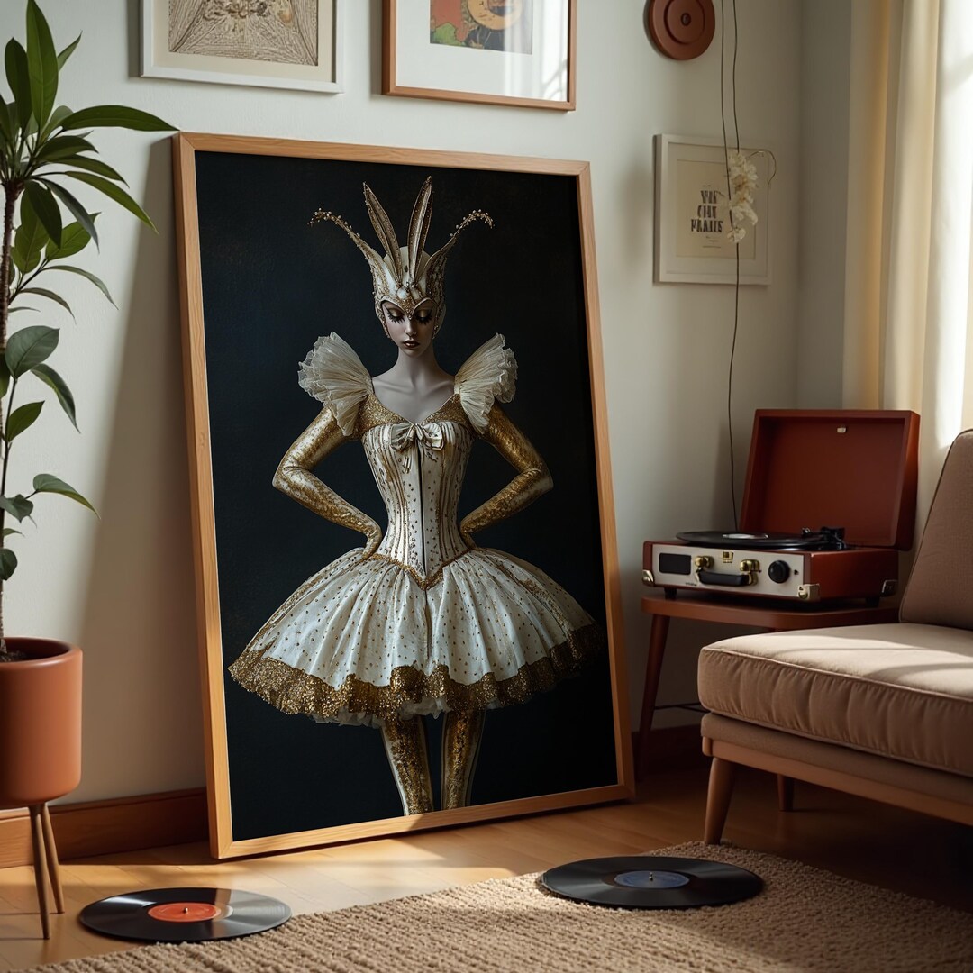 Masquerade Ballerina Canvas Print, Elegant Fantasy Ballet Art, Regal ...