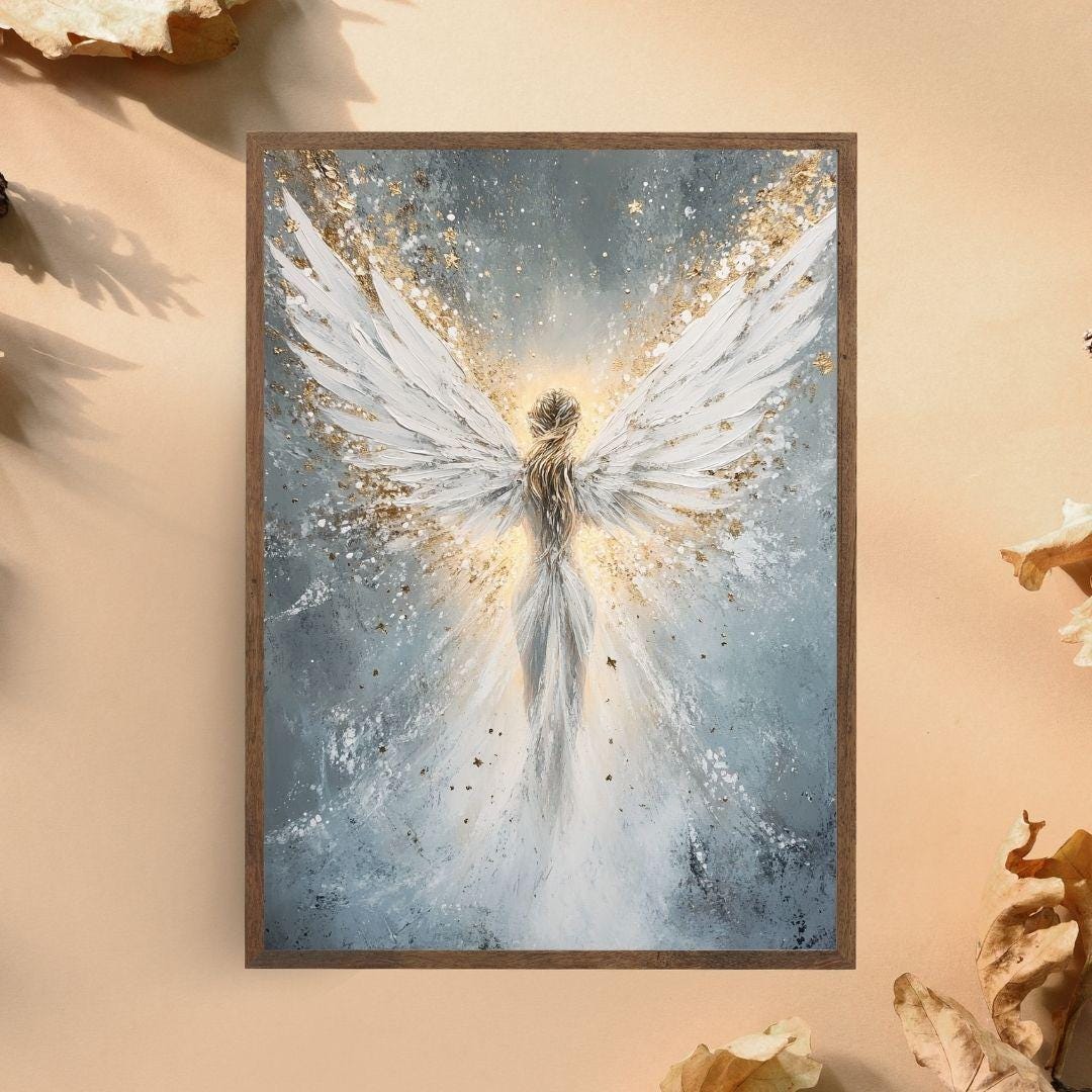 Luminous Angel Art Print - Radiant Spiritual Wall Decor, Divine Angel ...