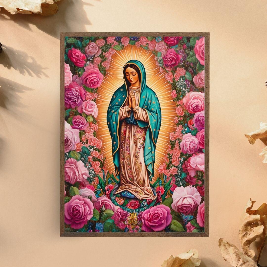 Our Lady of Guadalupe Art Print - Vibrant Religious Icon With Roses ...