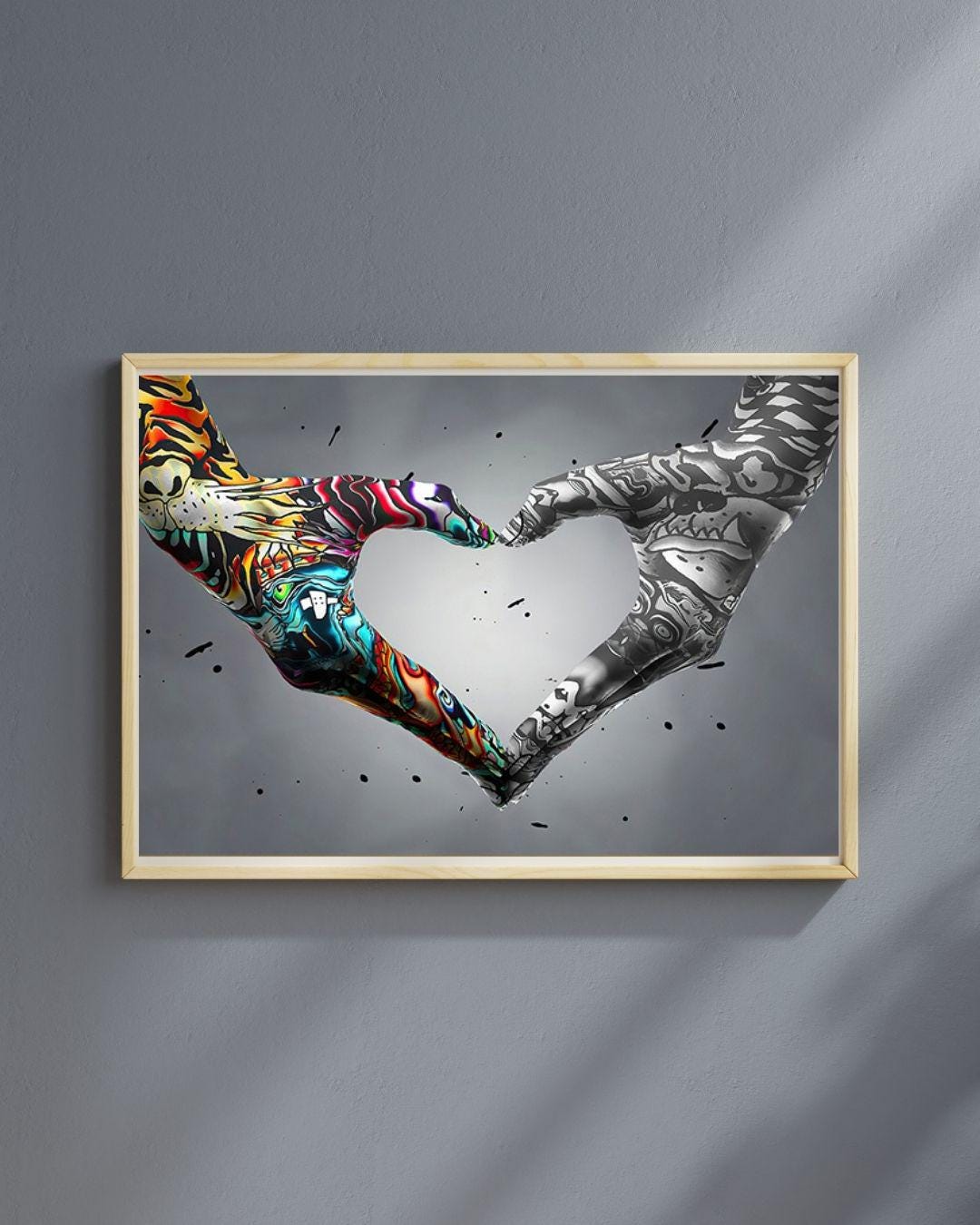 Graffiti Hands Heart Art, Vibrant Street Style Wall Decor, Modern Love ...
