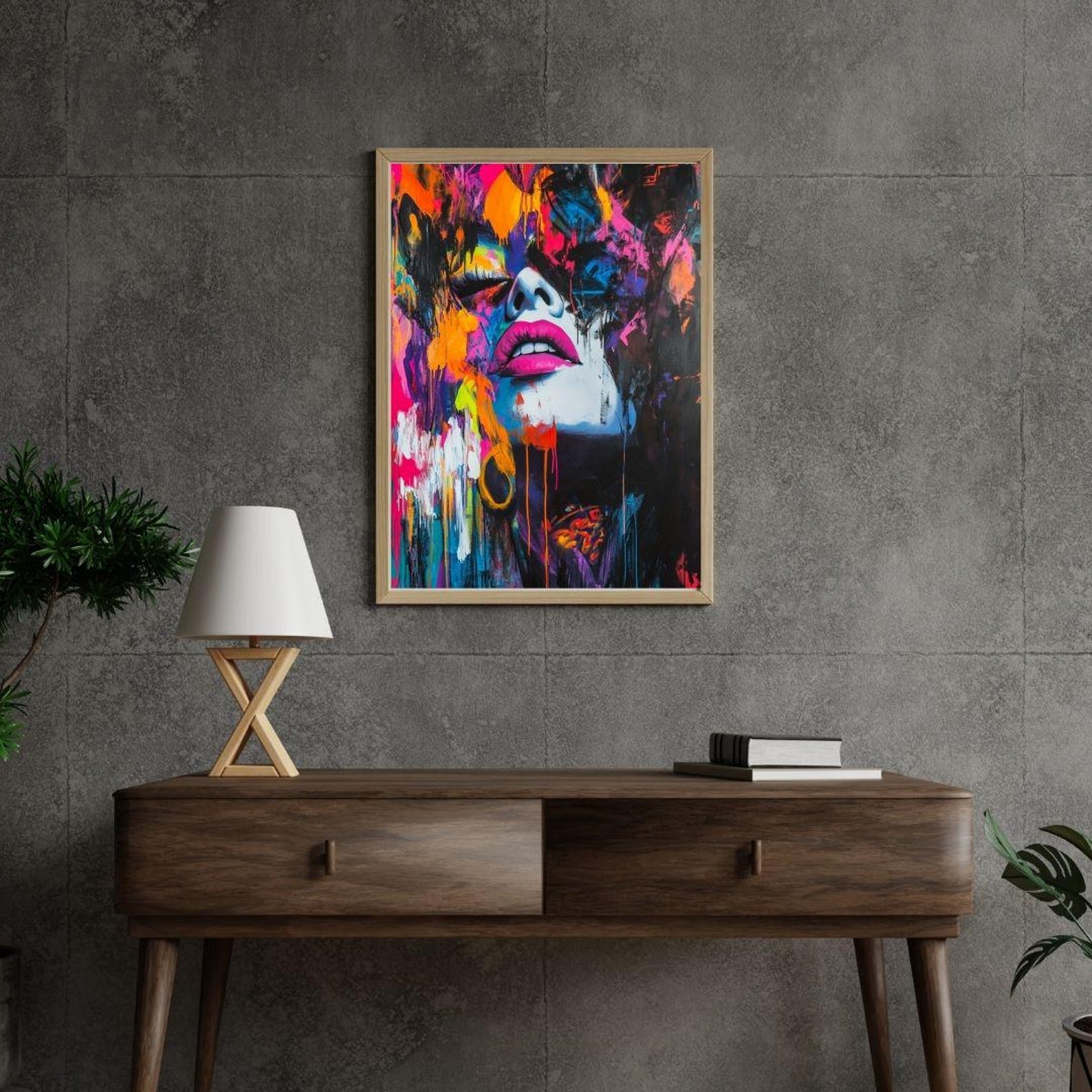 Female Portrait Art Print Bold Graffiti Expressionism, Vibrant and Edgy ...