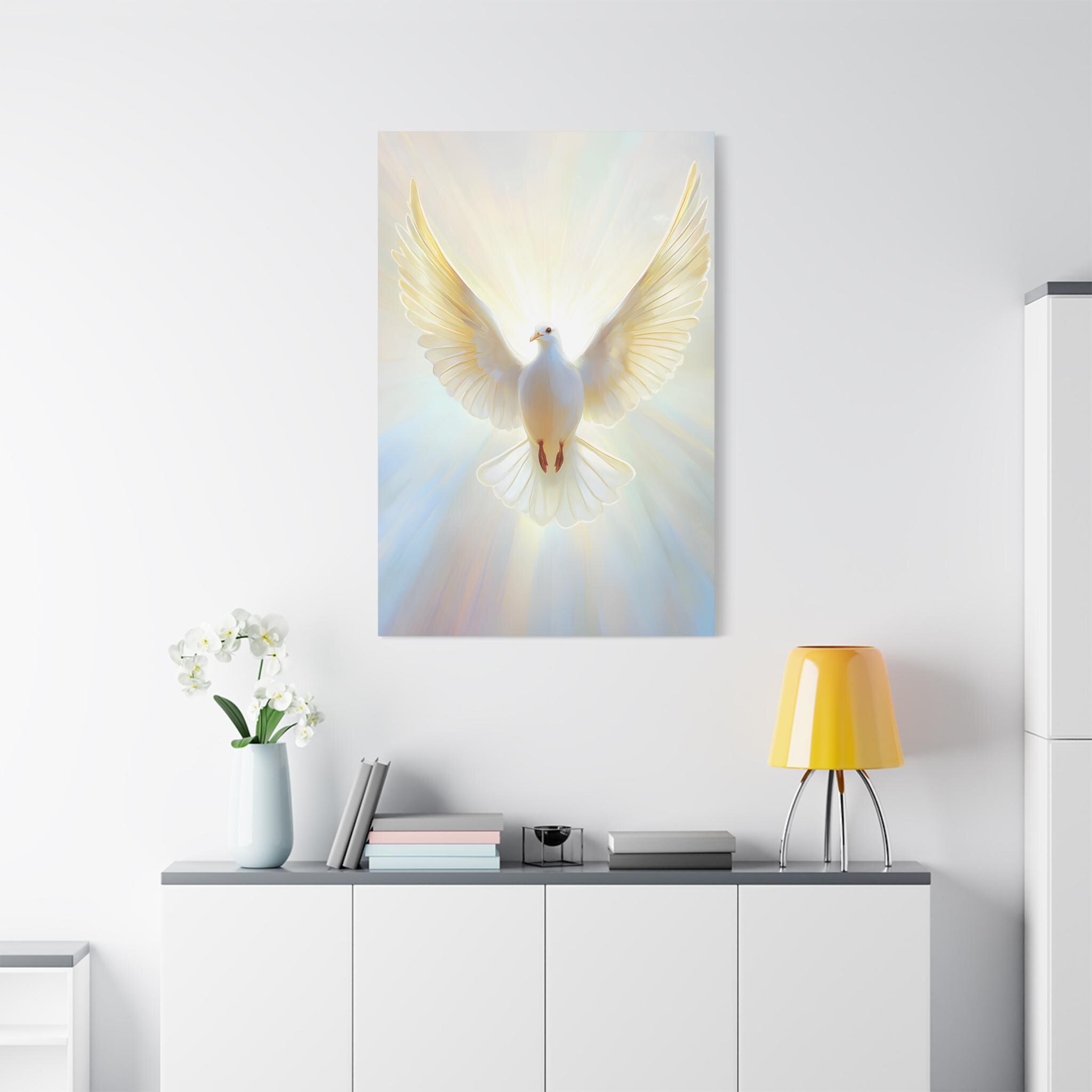 Radiant White Dove Spiritual Art Print - Peaceful Dove Illustration ...