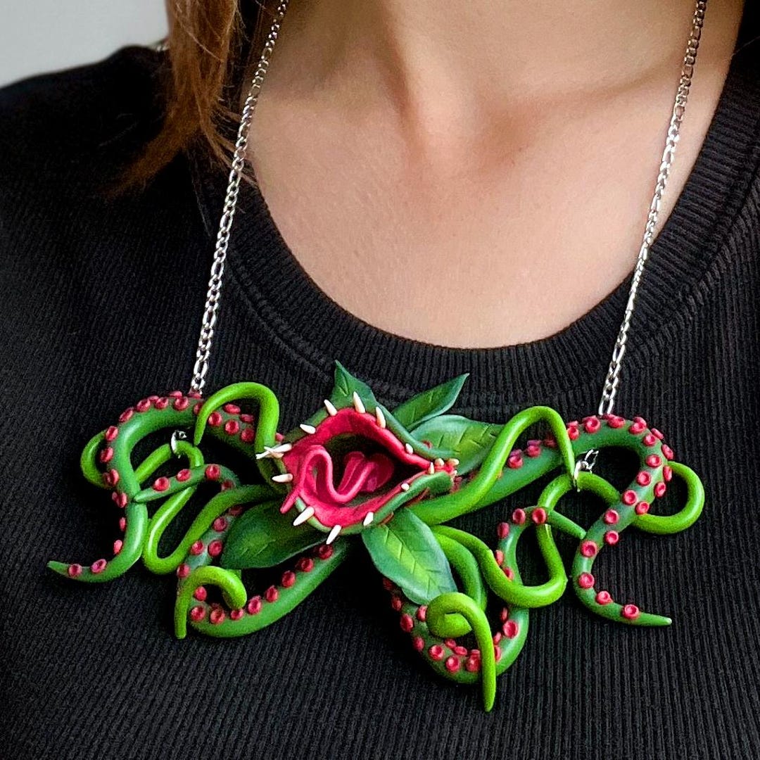 Handmade Venus Flytrap Necklace, Polymer Clay Statement Jewelry - Etsy