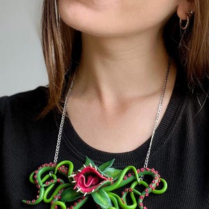Dionaea Muscipula, Venus Flytrap Necklace, Fly Trap, Handmade Jewellery, Statement Necklace ...