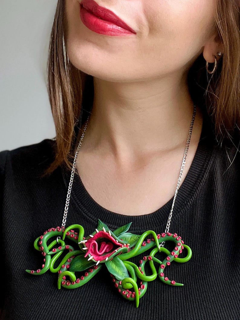 Handmade Venus Flytrap Necklace, Polymer Clay Statement Jewelry - Etsy