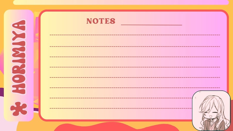 Horimiya Template - Yellow, Anime, Kawaii, Pink, Cute, Planner ...