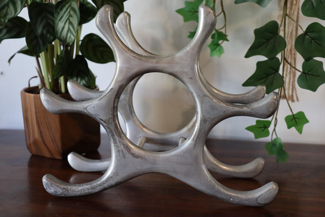Vintage Aluminium Wine Rack by Michael Noll 6 Bottle Wine Rack 1980s ...