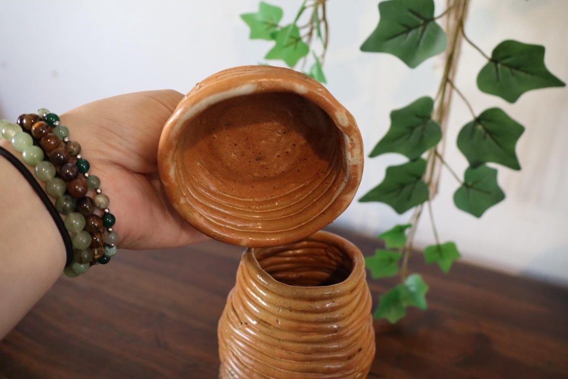 Handmade Coil Pottery Lidded Jar Artist Signed Studio Pottery Quirky ...