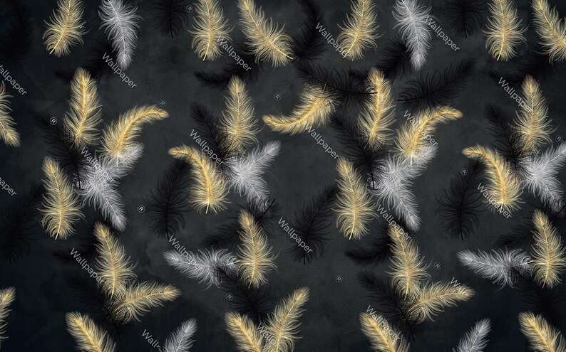Luxury Feather Pattern Wallpaper Wallpaper 3D Poster Artistic Living ...