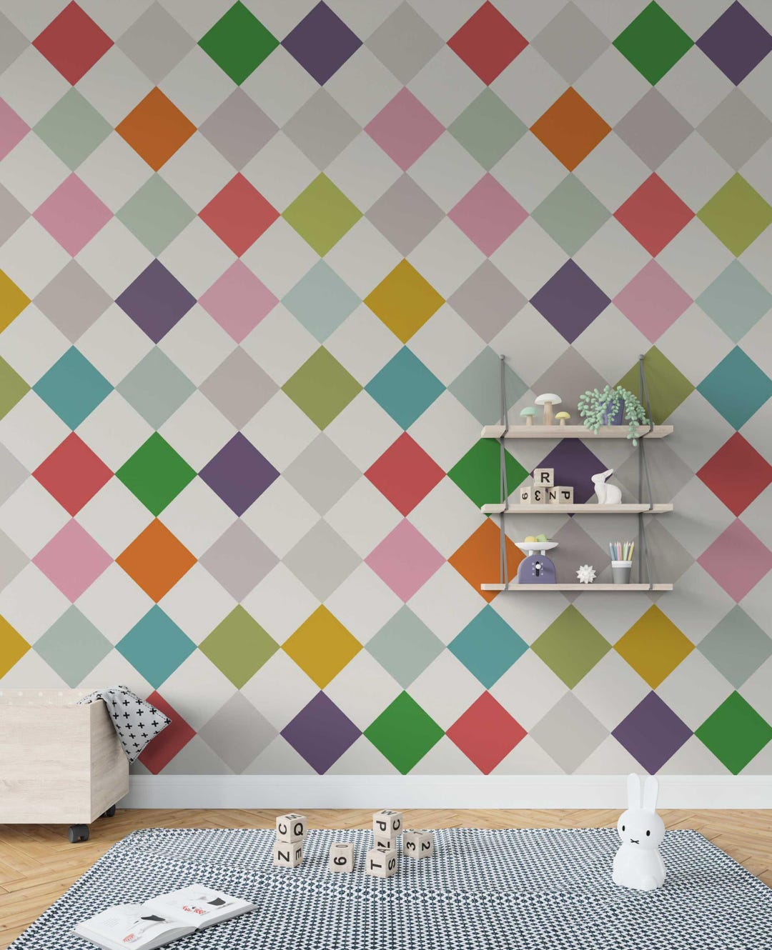 Wallpaper 3D Poster - Square Pattern - Simple Classic - Artistic ...
