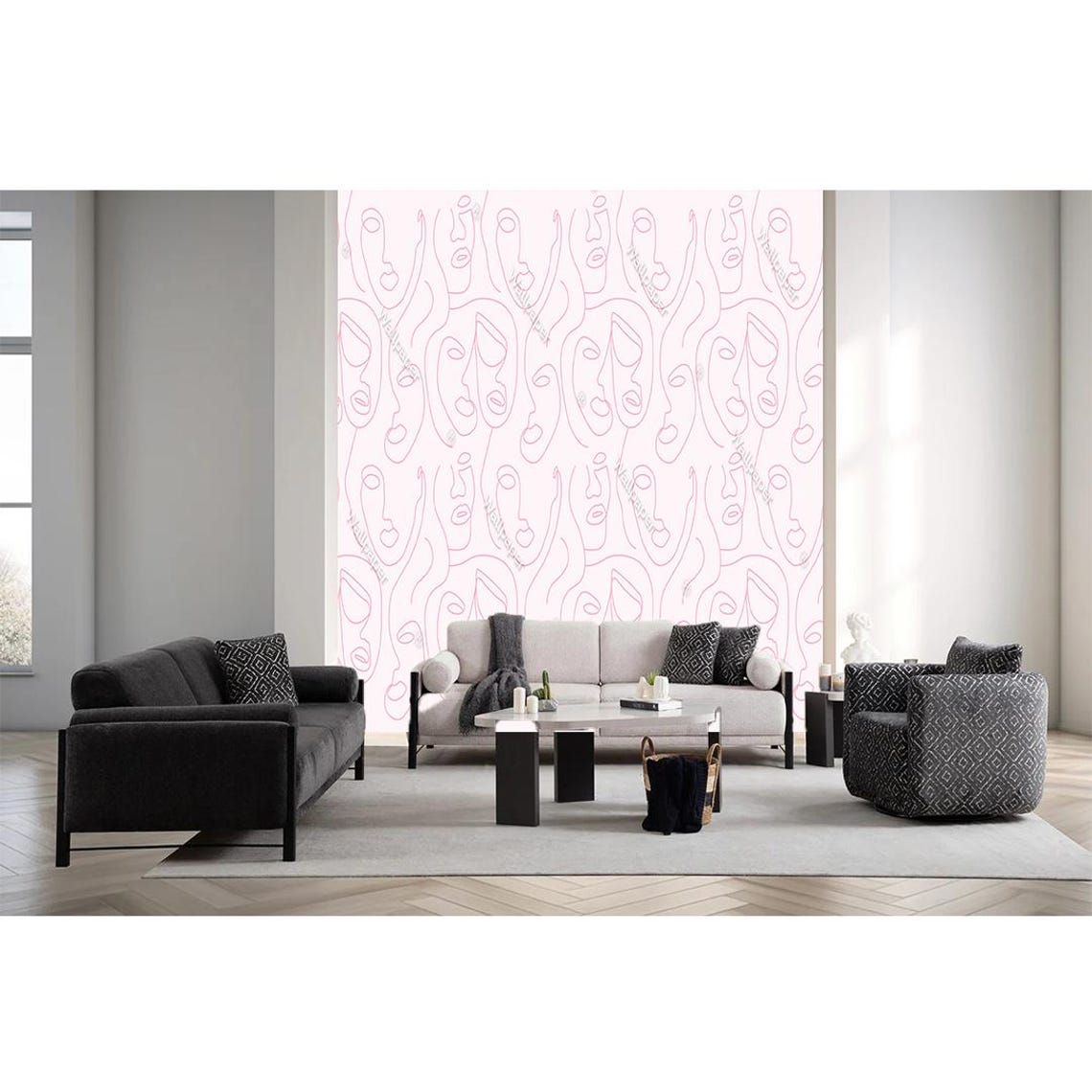 Human Face Patterned Wallpaper - Wallpaper 3D Poster - Artistic ...