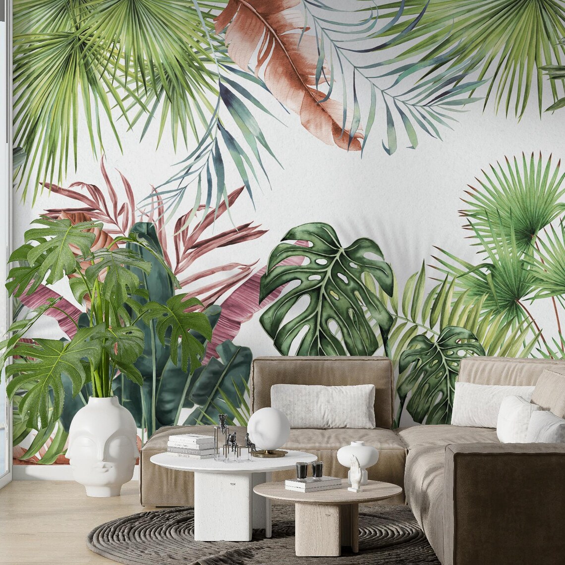 Leaf Pattern Wall 3D Wallpaper Poster-simple Classical-artistic Living ...