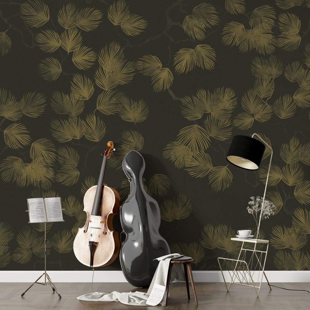 Wallpaper 3D Poster - Leaf Pattern Wallpaper - Artistic - Living Room ...