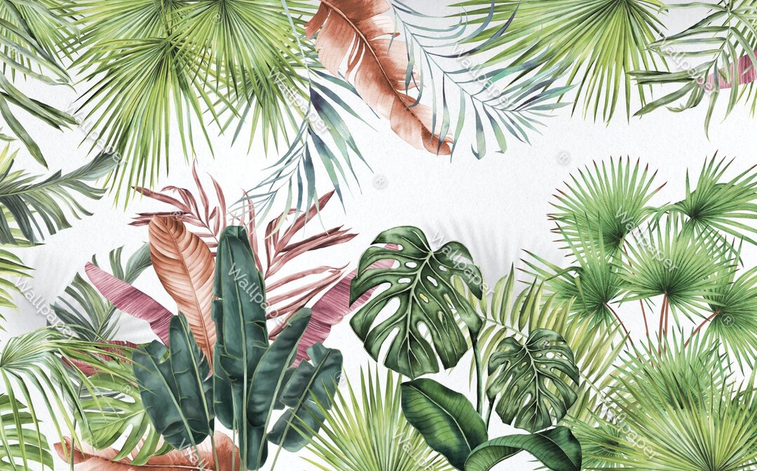 Leaf Pattern Wall 3D Wallpaper Poster-simple Classical-artistic Living ...