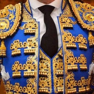 Men's Blue Matador Suit: Golden Embroidered Spanish Bullfighting Outfit ...
