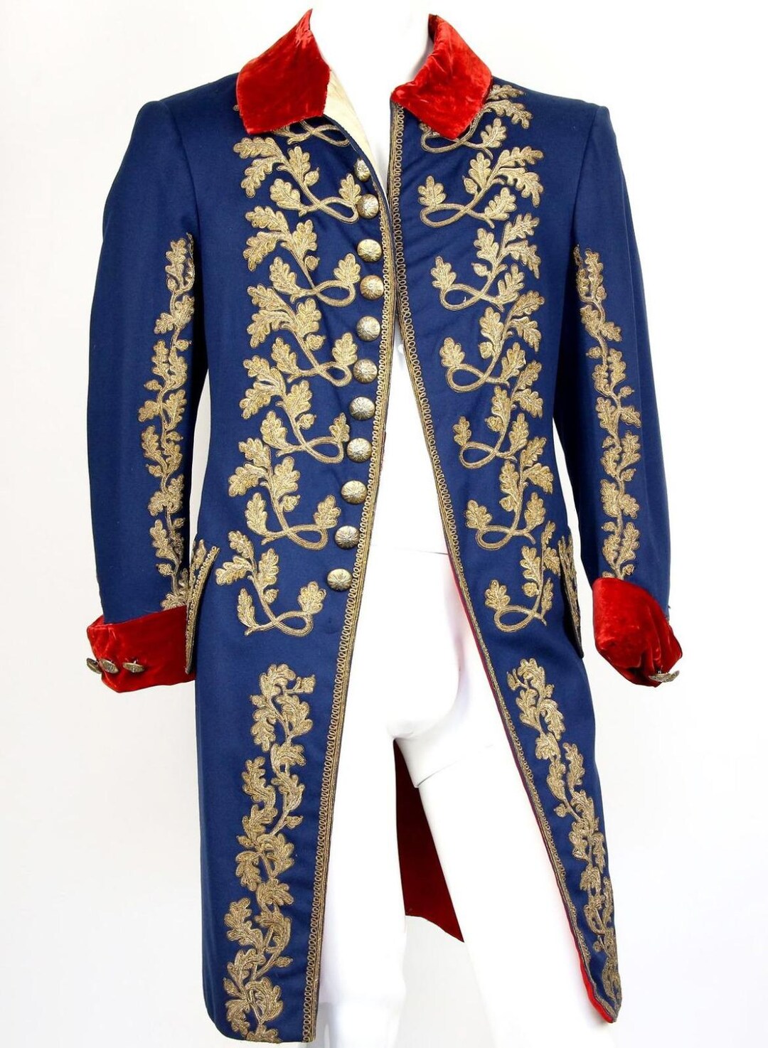 Men's Blue Rococo Jacket Golden Embroidered Vintage Costume & Regal ...