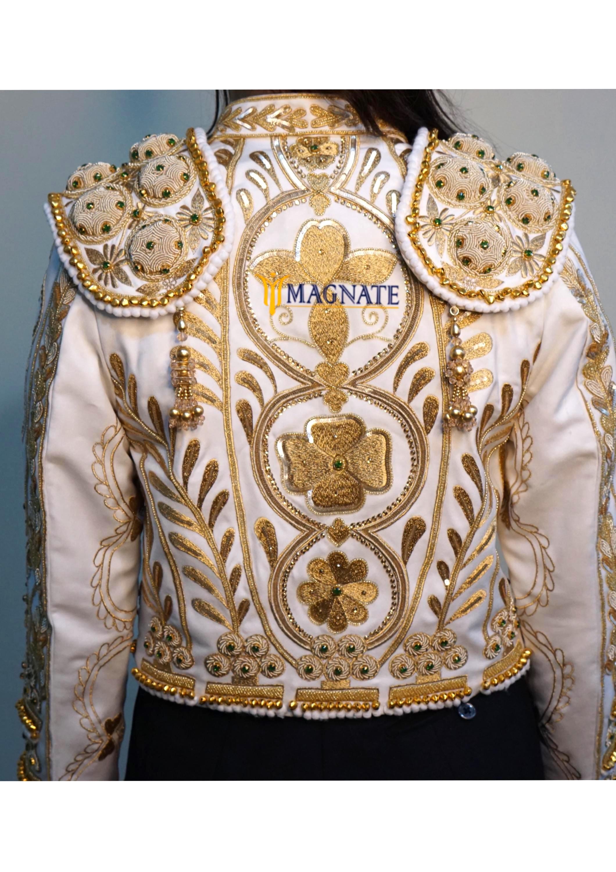 Women's Ivory Customized Handmade Gold Embroidered Matador Bolero ...