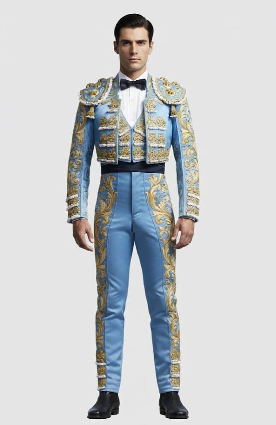 Men Blue 3pc Matadors Golden Embroidered Bullfighting Attire for ...