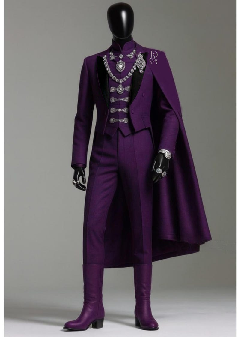 Men Purple 4-piece Suit – Customized Initial Embroidered Wedding Suit ...