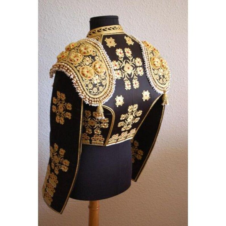 Men Customized Black Matador Suits Gold Embroidered Matador Bull ...