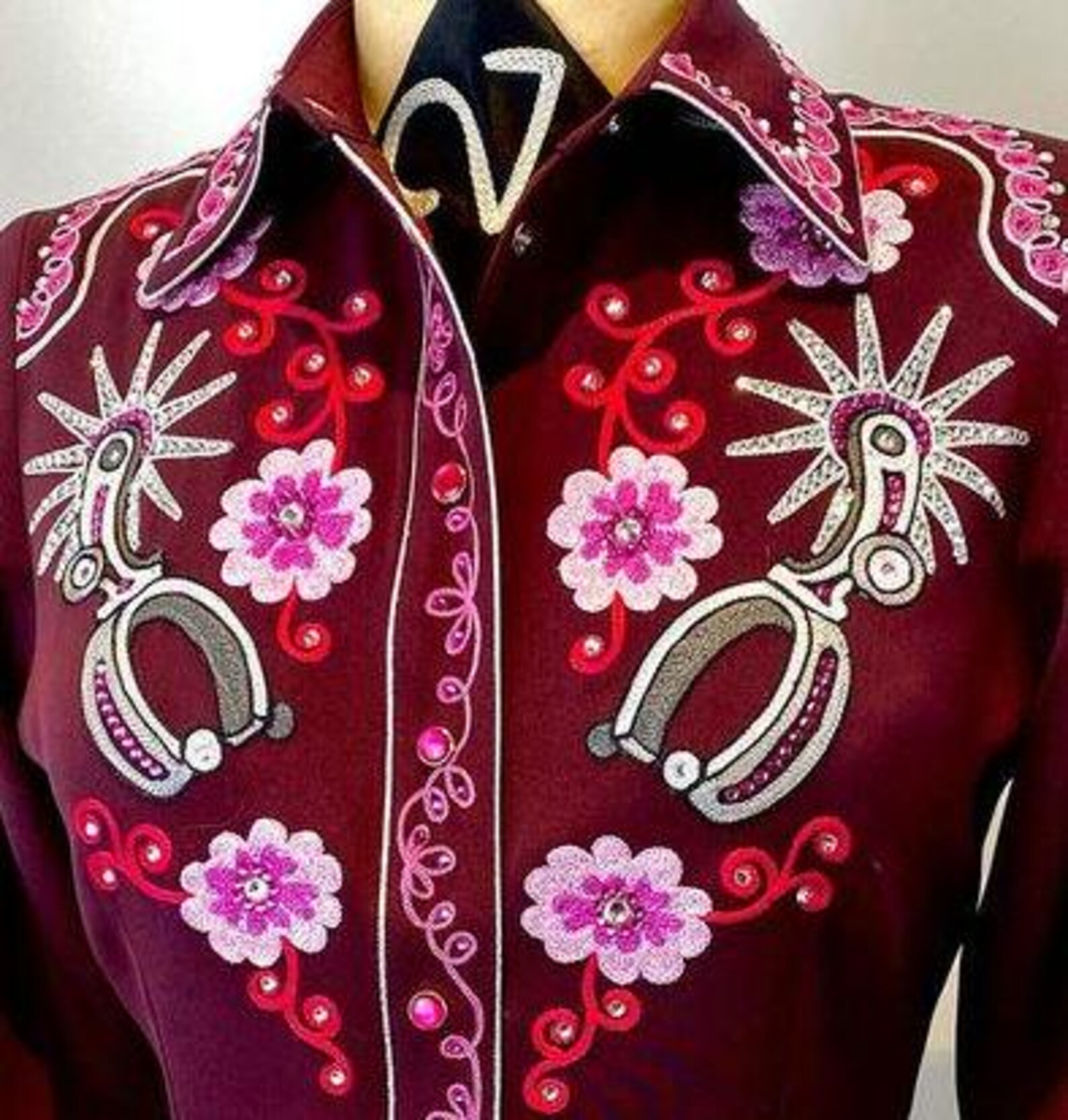 Men Purple Customized Western Shirt Floral Embroidered Western Wedding ...