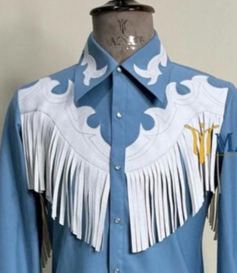 Men's Customized Blue 2pc Suits Embroidered Fringed Country Western ...
