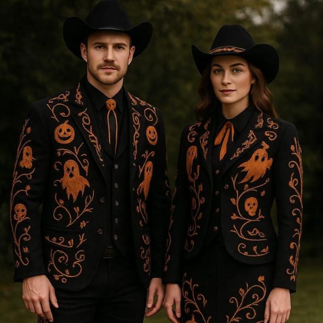 Black Couple Suits Customized Hand Embroidered Western Outfit – Couple ...