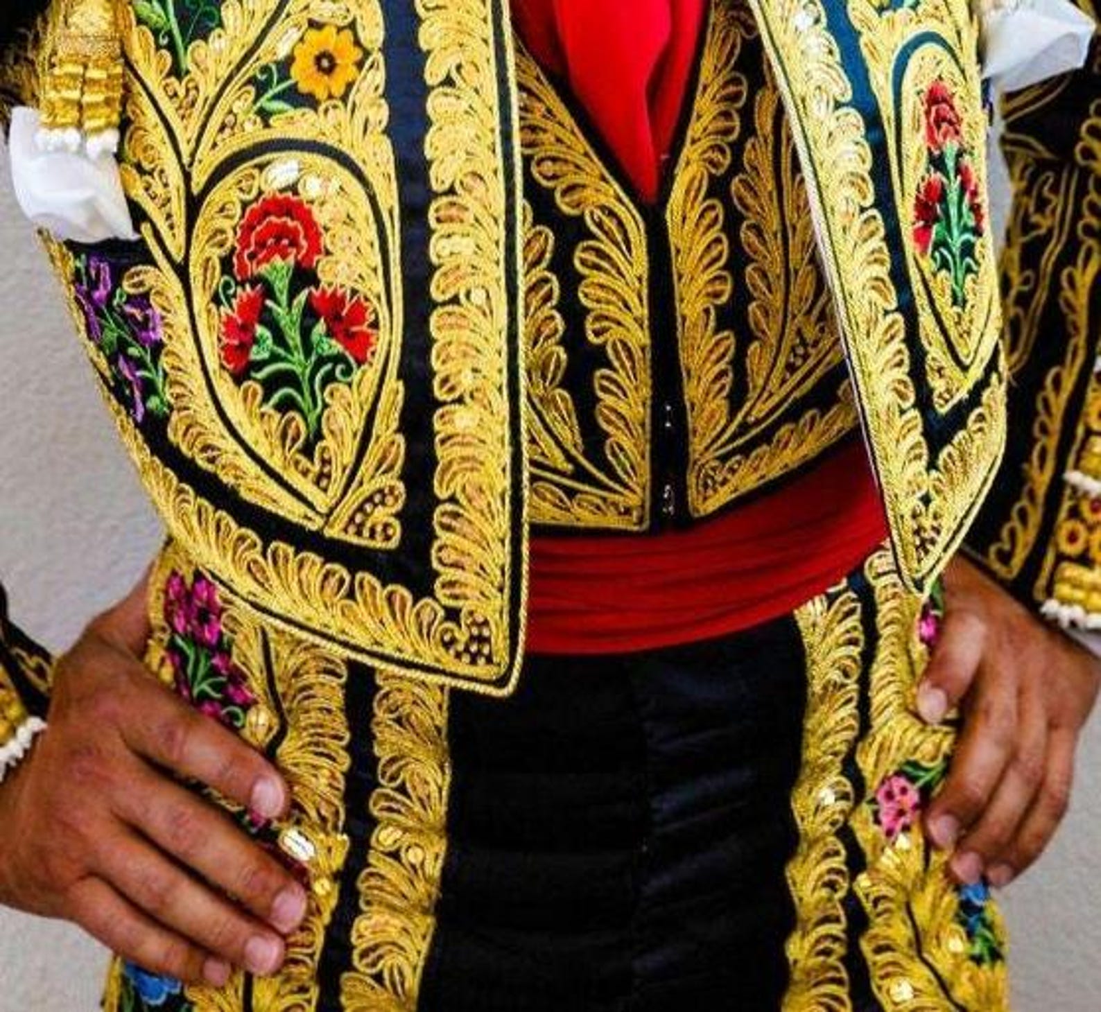 Men's Blue Matador 3pc Suit Golden Embroidered Sequin Embellished ...