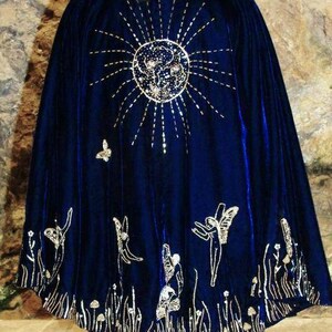 Customized Blue Velvet Golden Floral Embroidered Cape Wedding Attire ...