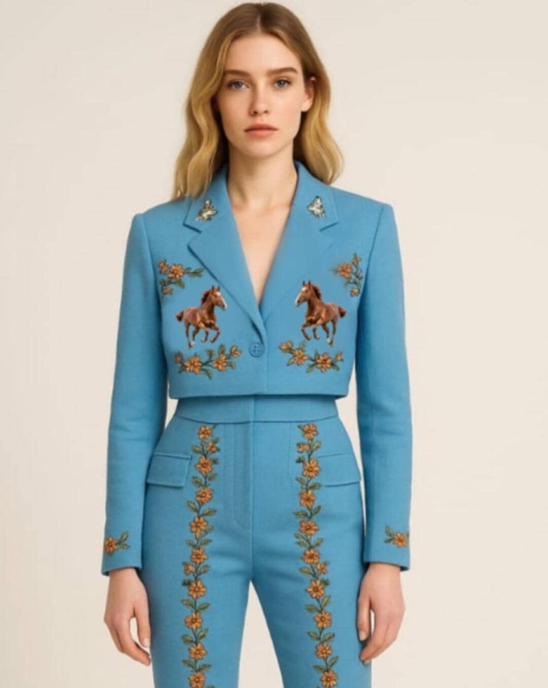 Womem Blue Rodeo 2pc Suit Embroidered Cowgirl Western Suit - Etsy