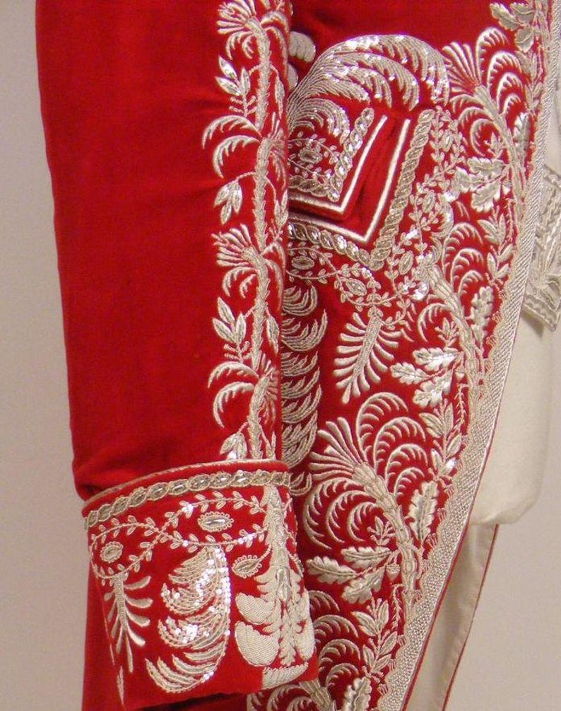 Men’s Red Velvet Rococo Suit | Floral Embroidered | French Court ...