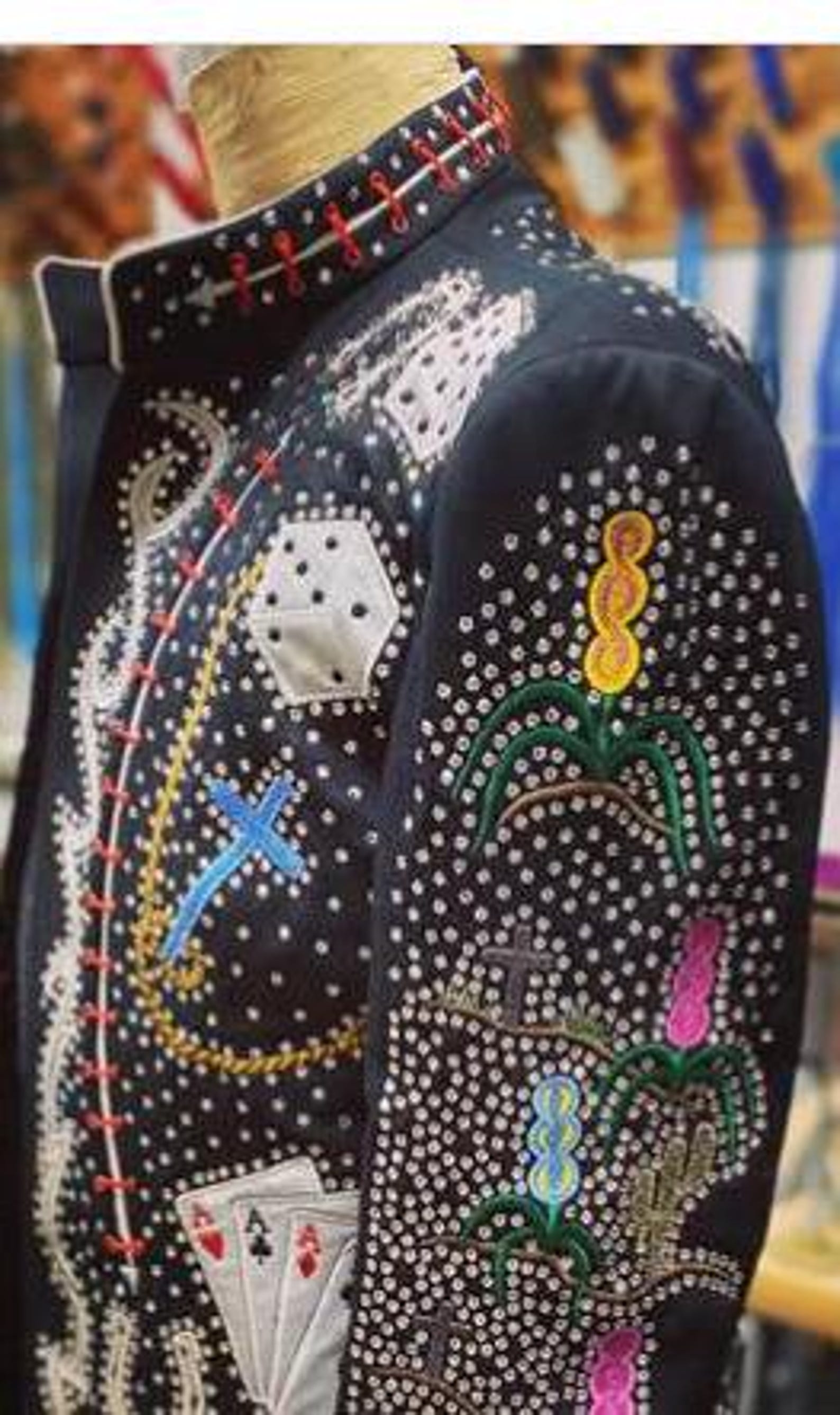 Men's Customize Black 2pc Suit Embroidered Rhinestones Studded Western ...