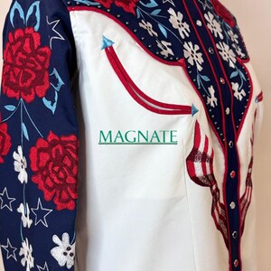 Women White Country Shirt Floral Embroidered Western Shirt Rhinestone ...